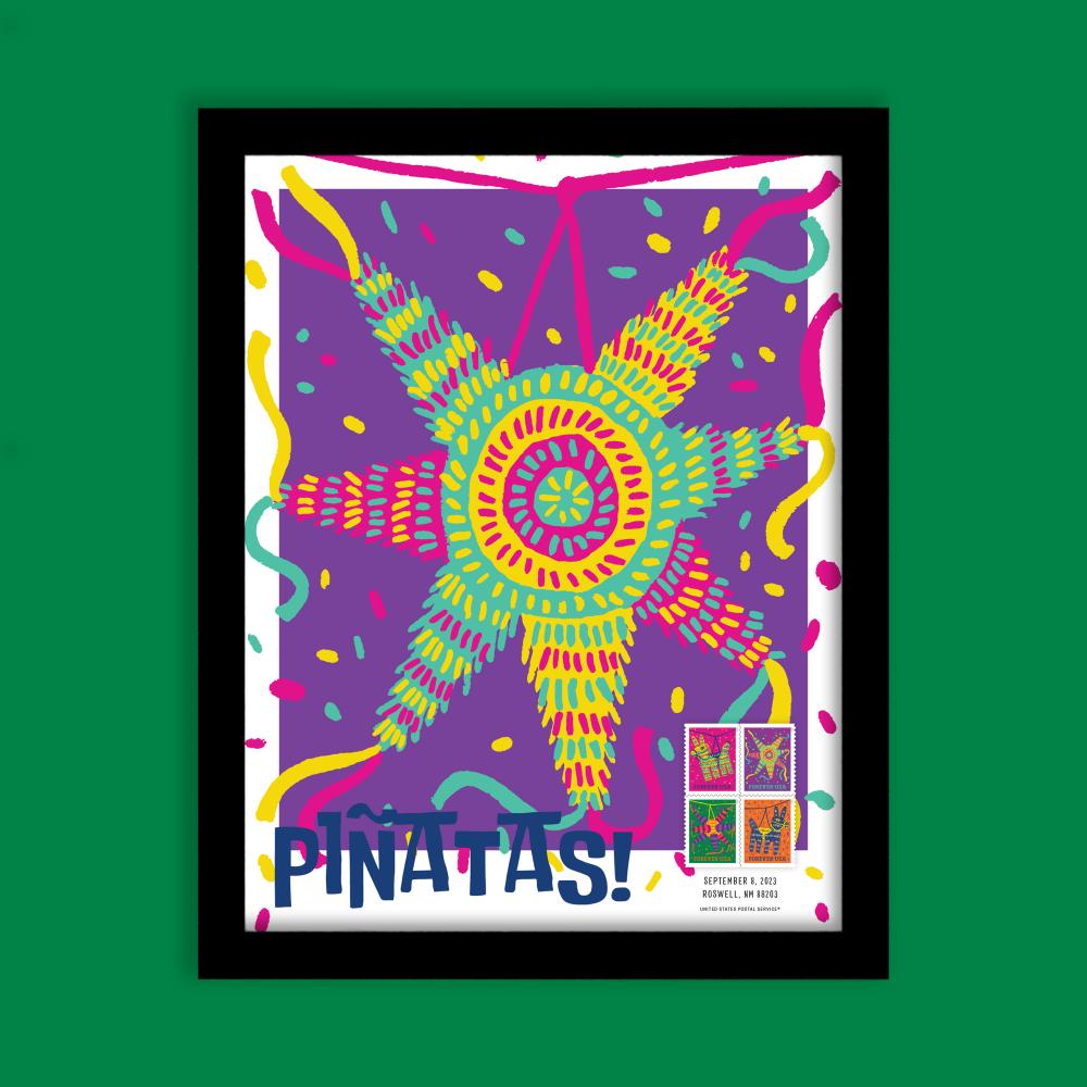 Piñatas! Framed Stamps — 7-point Star with Purple Background — Stamps ...