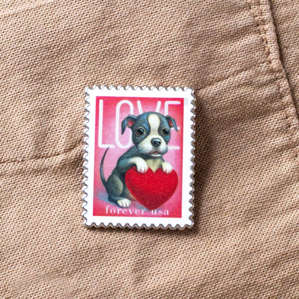 Love (2023) Stamp Pin with Cancellation Card – Puppy — Stamps Forever