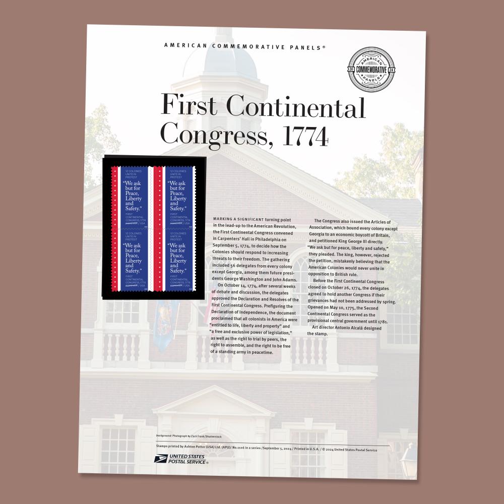 First Continental Congress, 1774 American Commemorative Panel® — Stamps ...