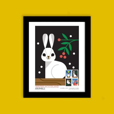 Winter Woodland Animals Framed Stamps — Rabbit — Stamps Forever