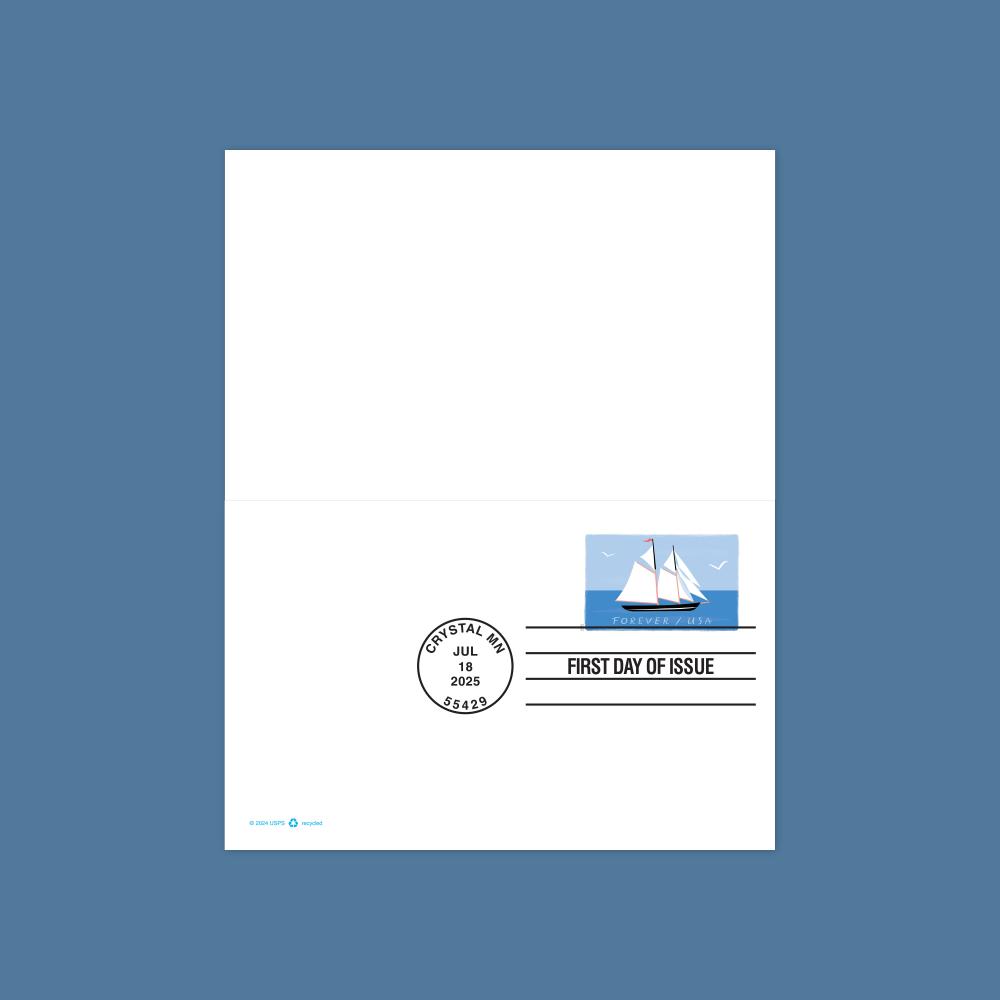 Schooner Double Reply Stamped Card First Day Cover — Stamps Forever