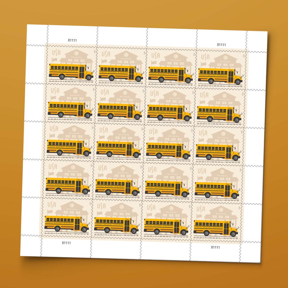 School Bus Pane of 20 — Stamps Forever