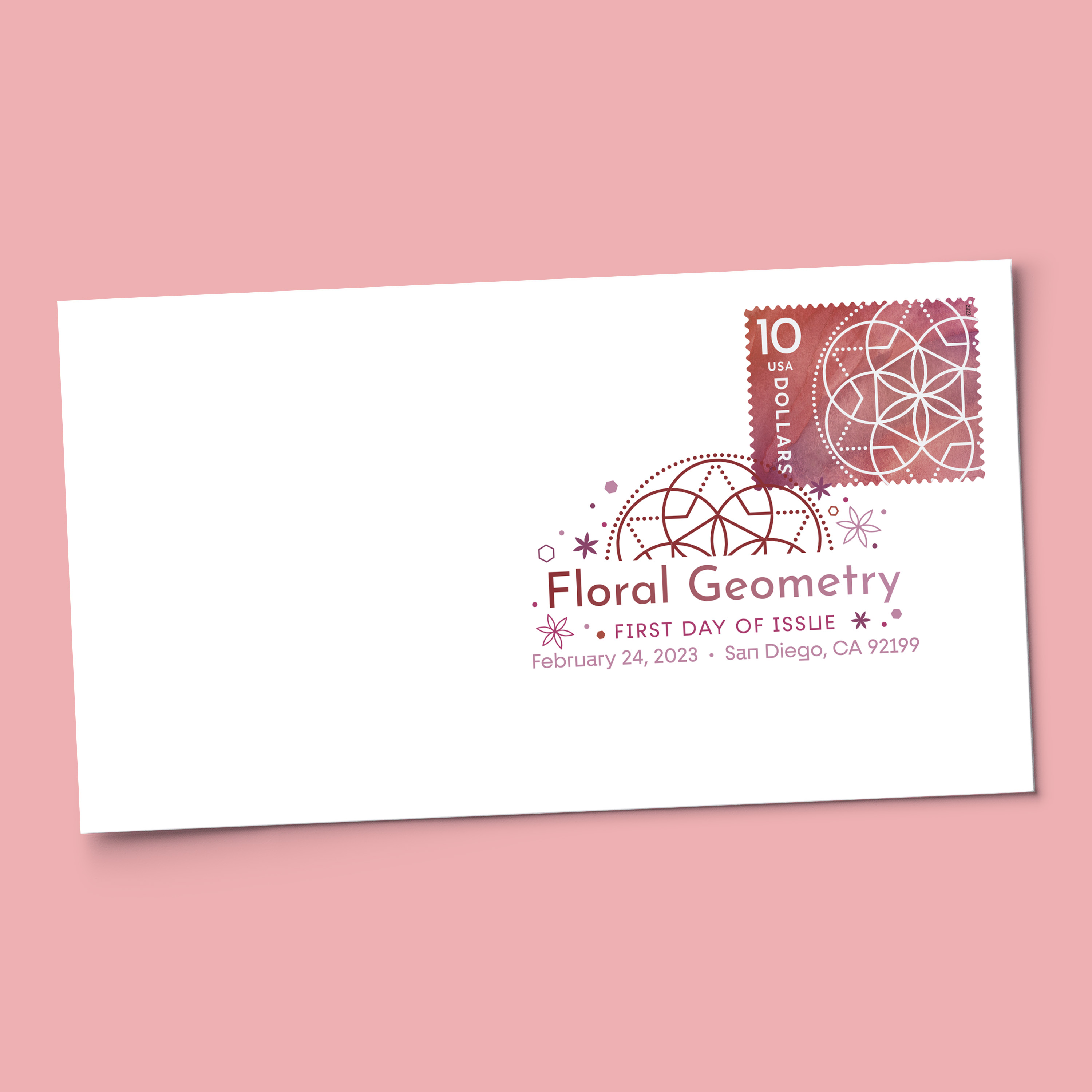 $10 Floral Geometry Digital Color Postmark First Day Cover — Stamps Forever
