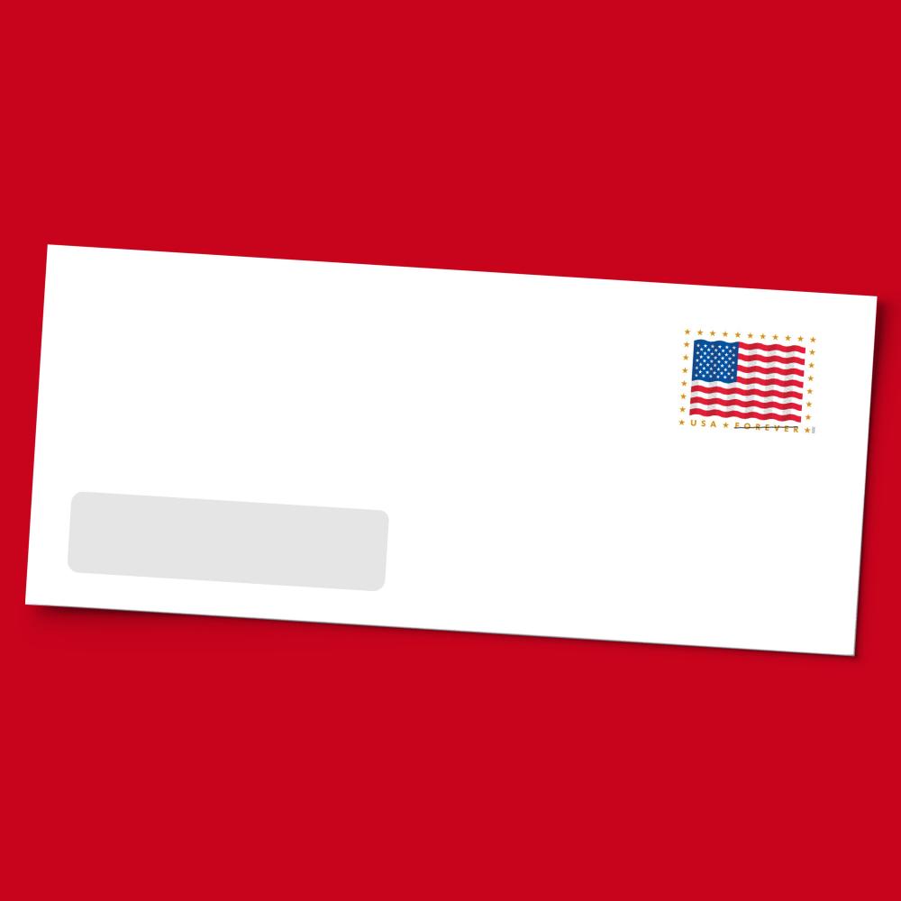 U.S. Flag Stamped Envelope #10 Window Stamped Envelopes (Box of 500 ...