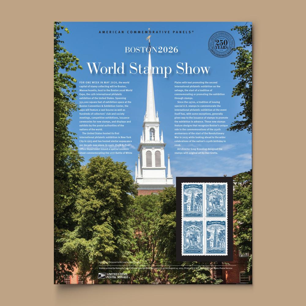 Boston 2026 World Stamp Show American Commemorative Panel® — Stamps Forever