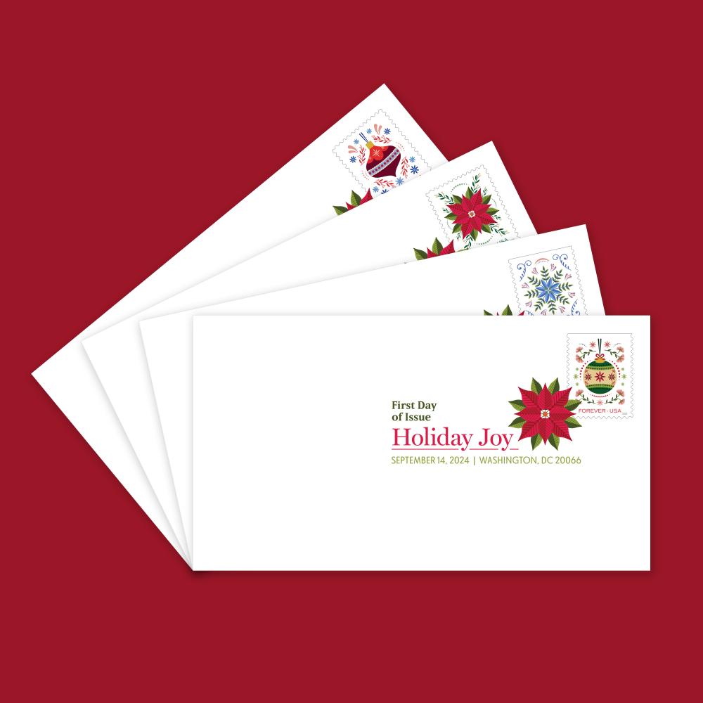 Holiday Joy Digital Color Postmark First Day Covers (set of 4) — Stamps ...