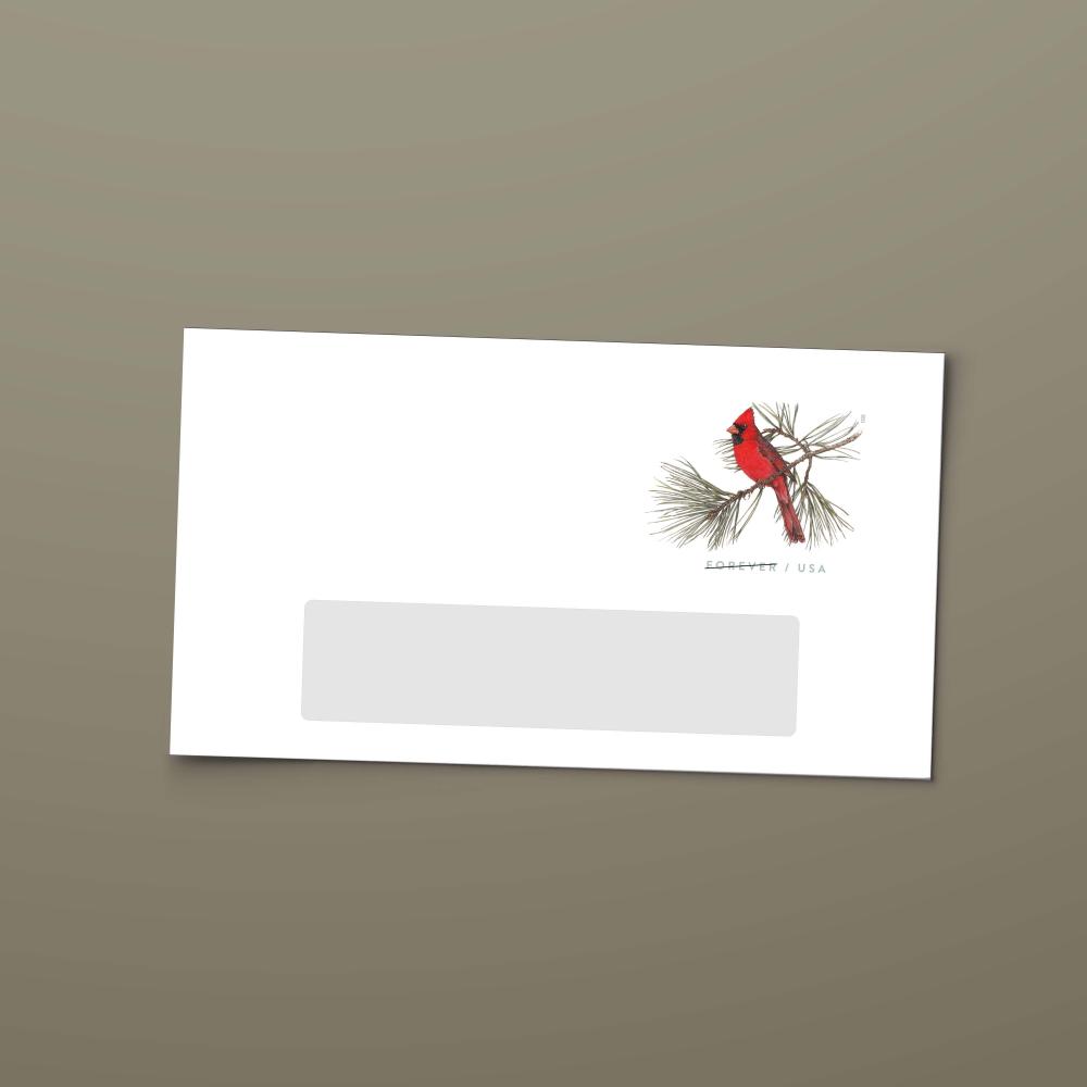 Northern Cardinal #6-3/4 Window Stamped Envelope (Pack of 5, PSA ...