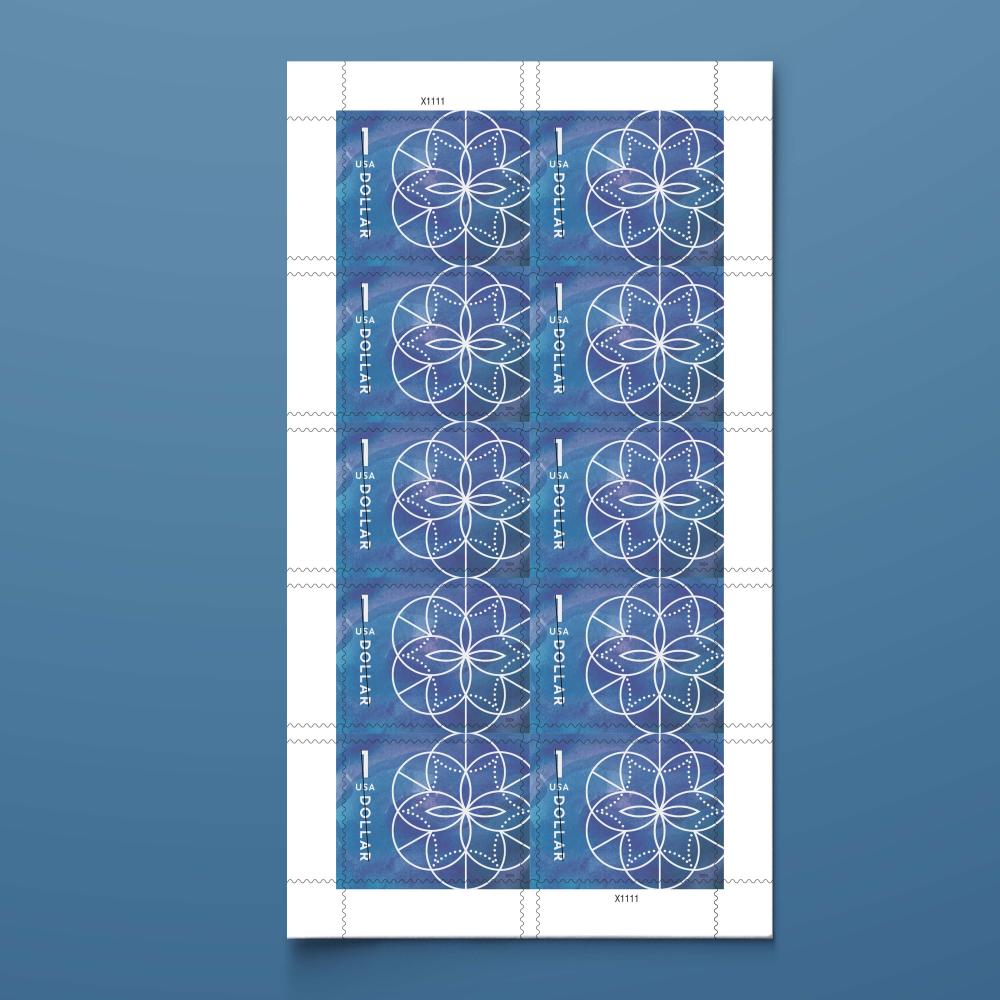 $1 Floral Geometry Pane of 10 — Stamps Forever
