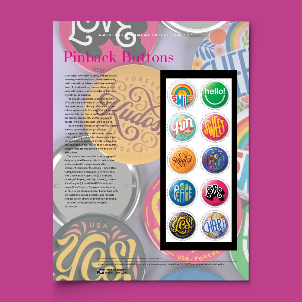 Pinback Buttons American Commemorative Panel® — Stamps Forever