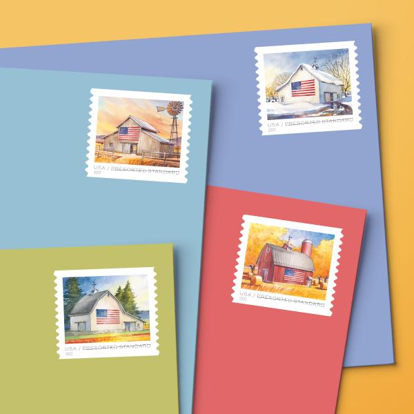 Flags on Barns Strip of 25 (Coil of 10,000) — Stamps Forever