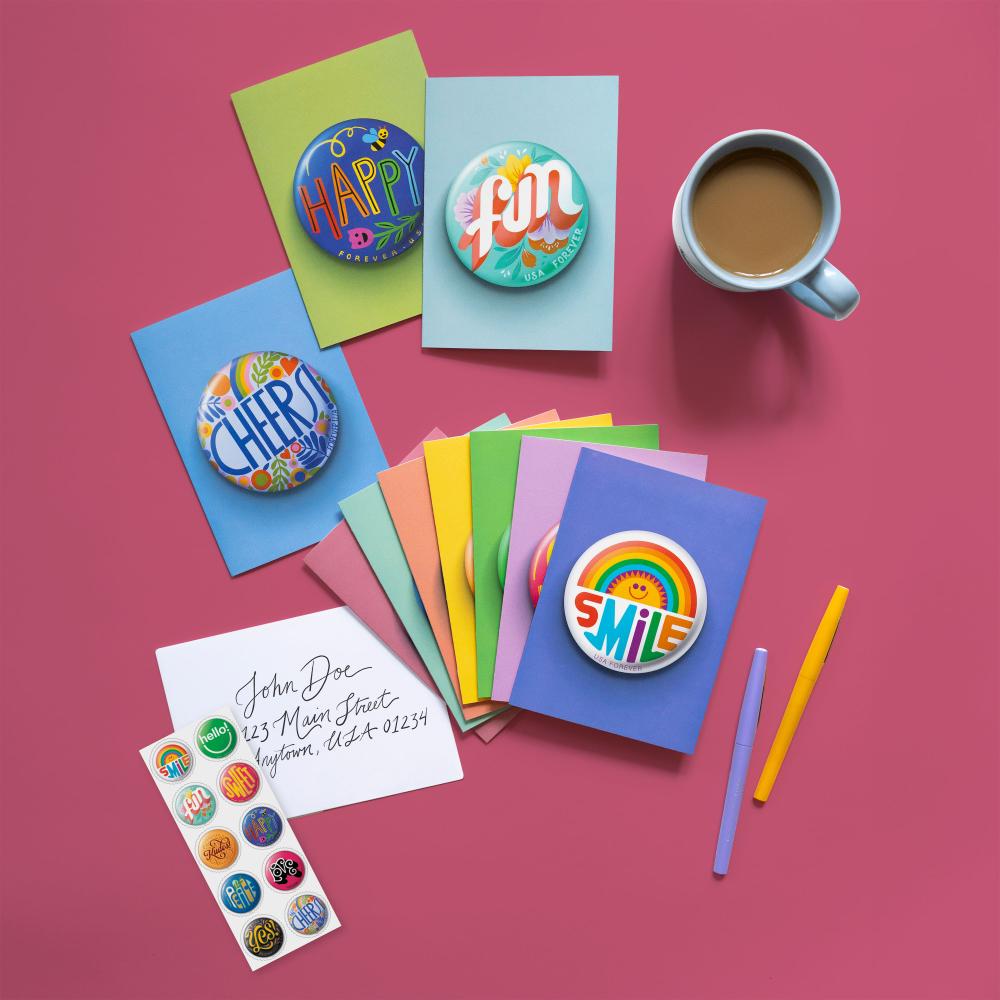 Pinback Buttons Notecards (set of 10) — Stamps Forever