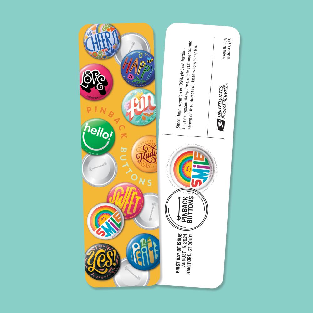 Pinback Buttons Bookmark — Stamps Forever