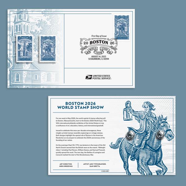 Boston 2026 World Stamp Show Stamp Pins with Cancellation Card — Stamps ...