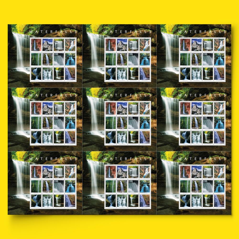 Waterfalls Press Sheet with Die Cuts — Stamps Forever