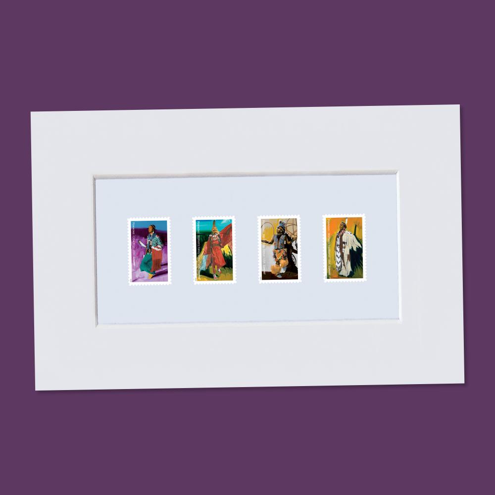 Powwows: Celebrating Native American Culture Matted Stamps — Stamps Forever