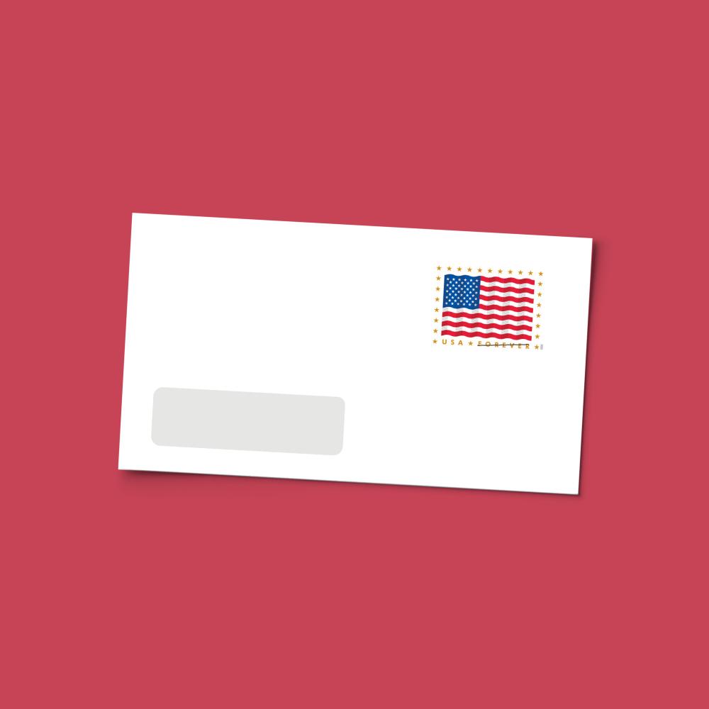U.S. Flag Stamped Envelope #6 3/4 Window Stamped Envelopes (Pack of 5 ...