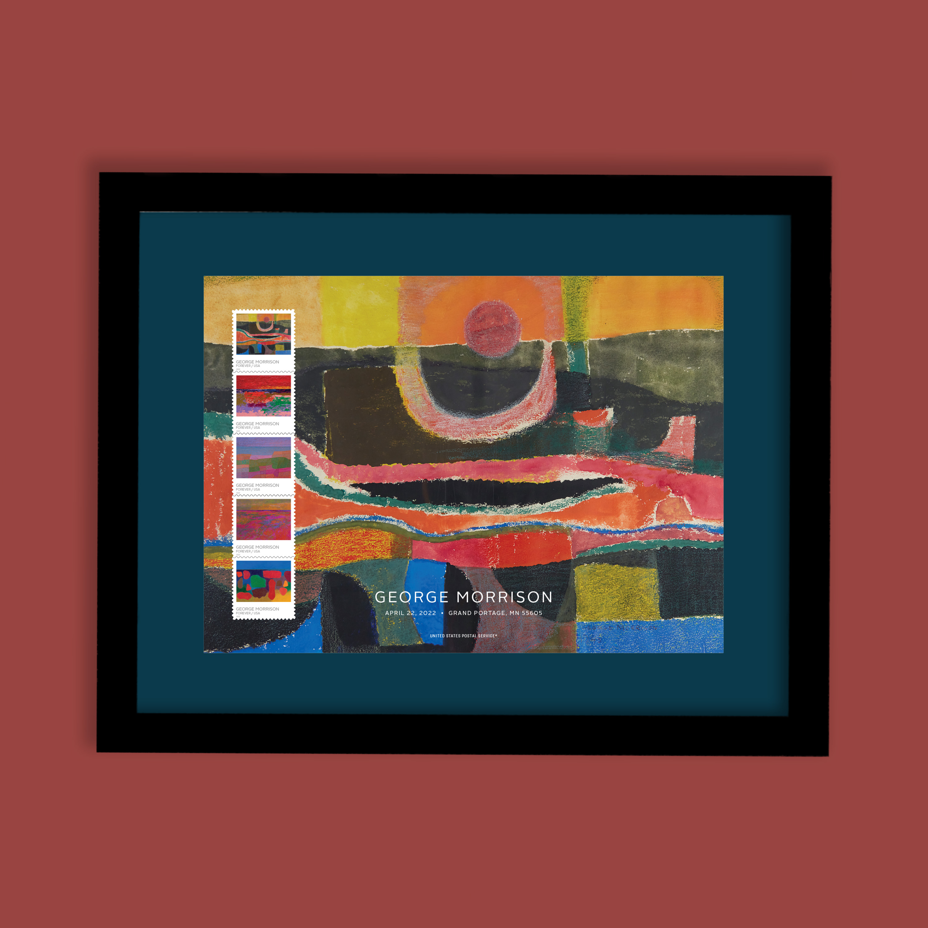 George Morrison Framed Stamps — Sun and River — Stamps Forever